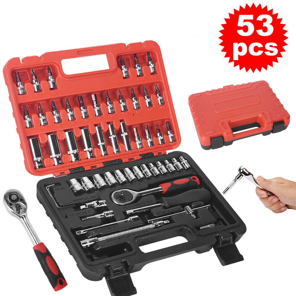 1/4inch Socket Set Ratchet Torque Wrench Combo CRV Auto Car Repairing ...